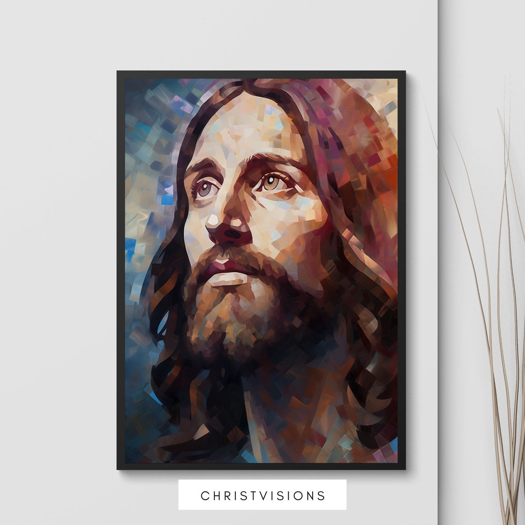 Stylized Jesus Christ Portrait - Modern Christian Art Print - Etsy