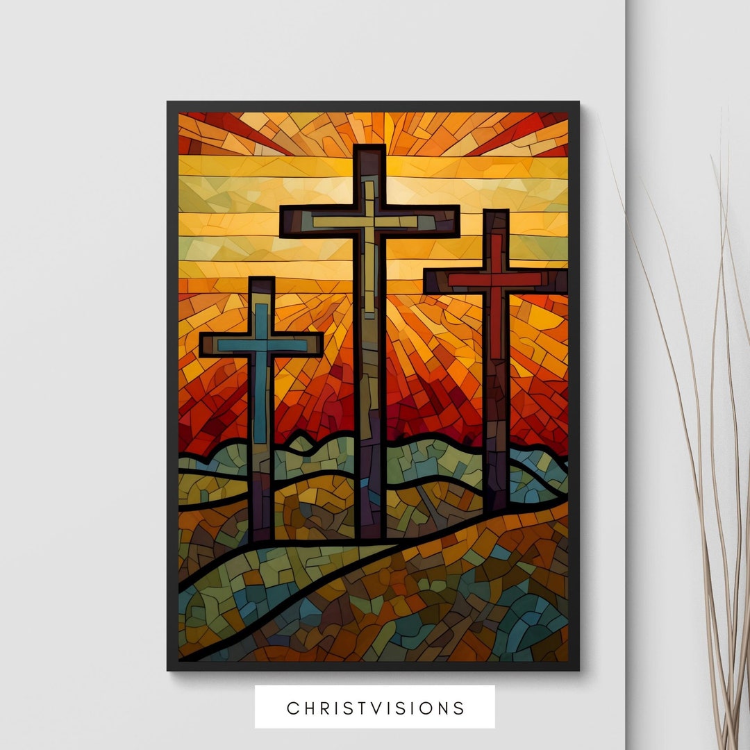 Born Again Christian Church Art - Three Crosses on Calvary | Christian ...