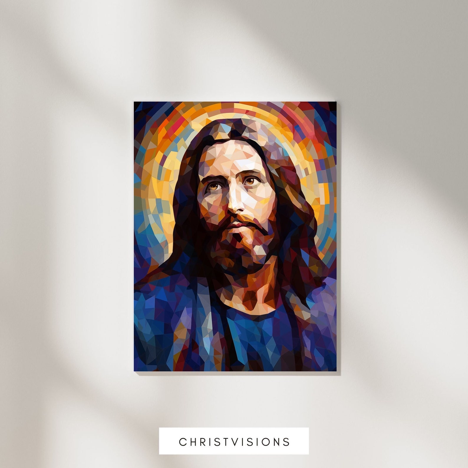 Jesus Christ With Rainbow Halo - Modern Christian Printable Bible Art ...