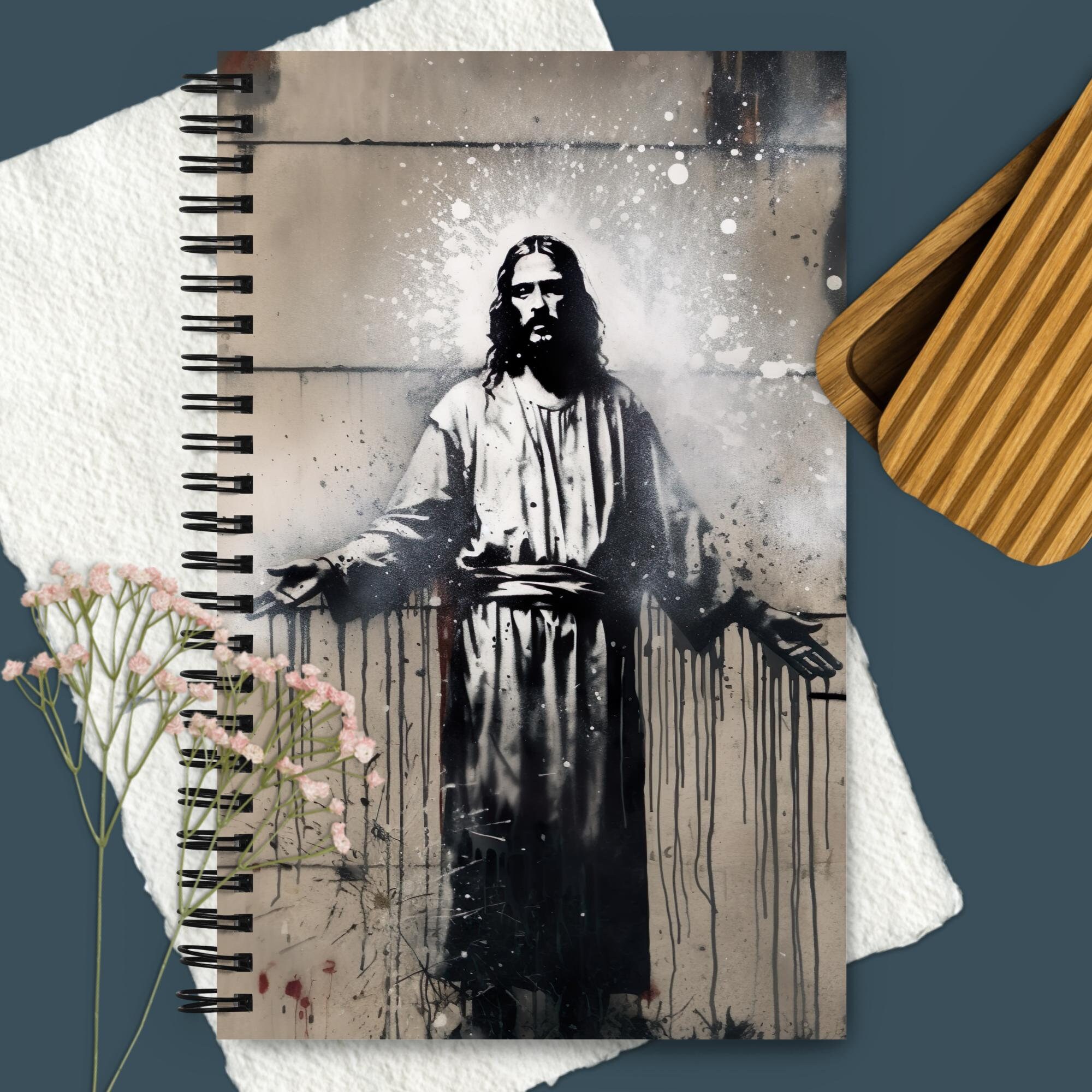 Banksy Art Inspired Jesus Notebook Dotted Notebook Jesus - Etsy