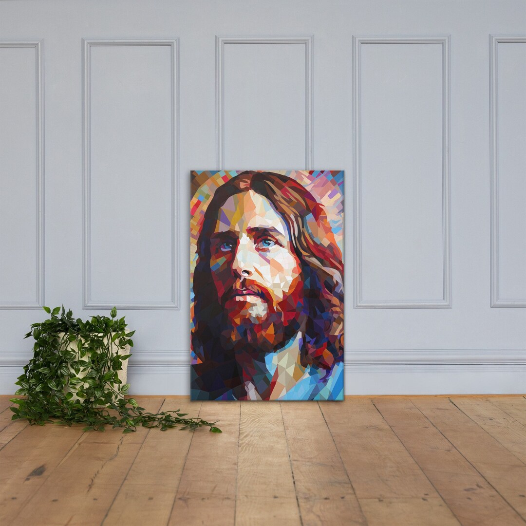 Colorful Modern Jesus Art Print on Canvas - Christian Wall Art and ...