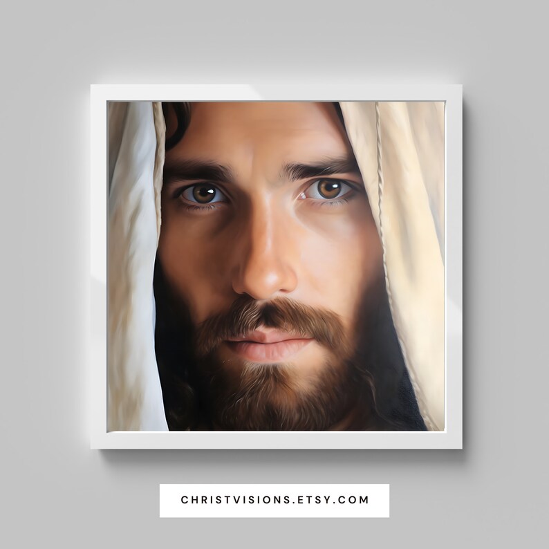 Lifelike Jesus Christ Portrait - Christian Wall Art for Baptism ...