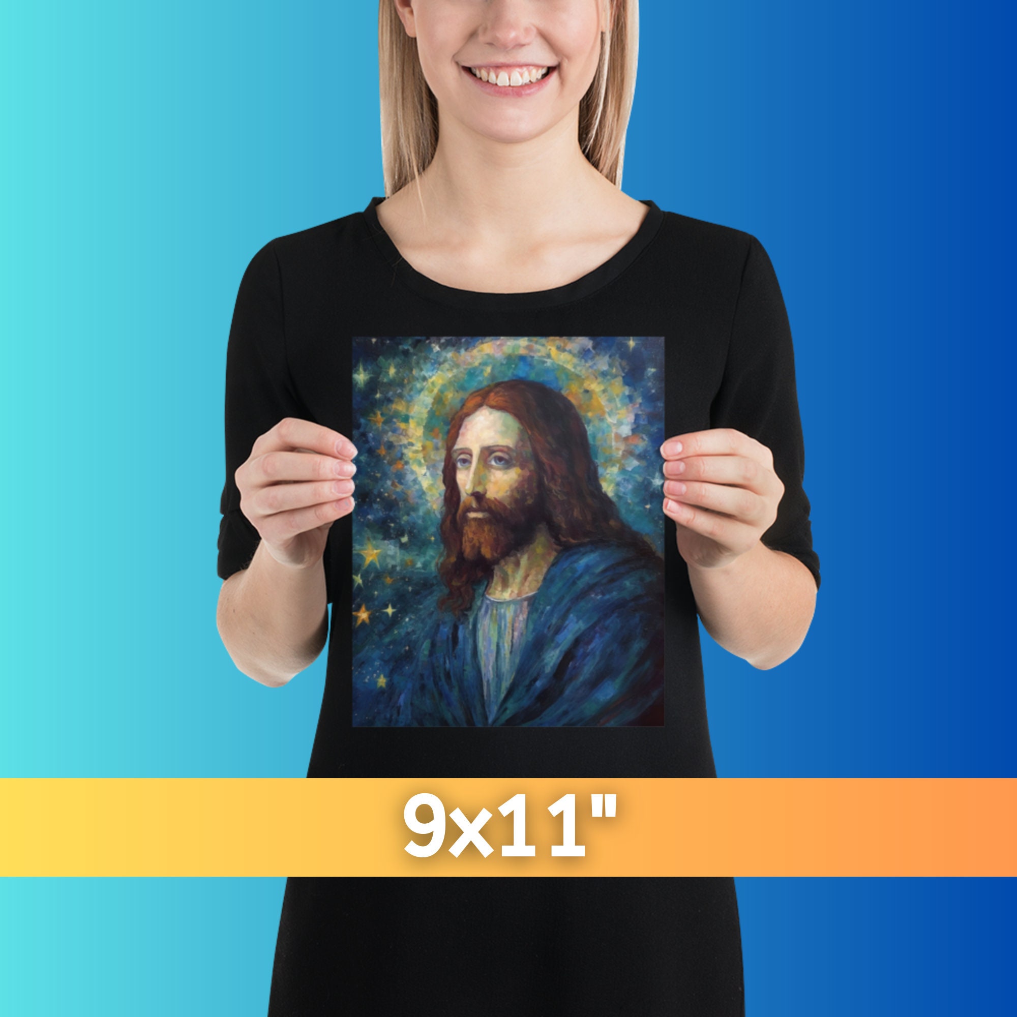 Van Gogh Style Jesus Art Jesus Painting Blue Wall Art - Etsy