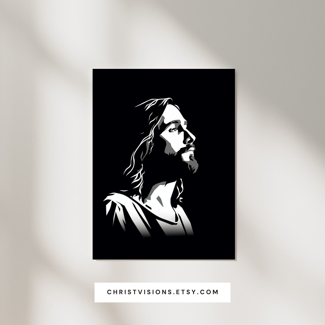 High Contrast Black and White Printable Jesus Art | Christian Digital ...