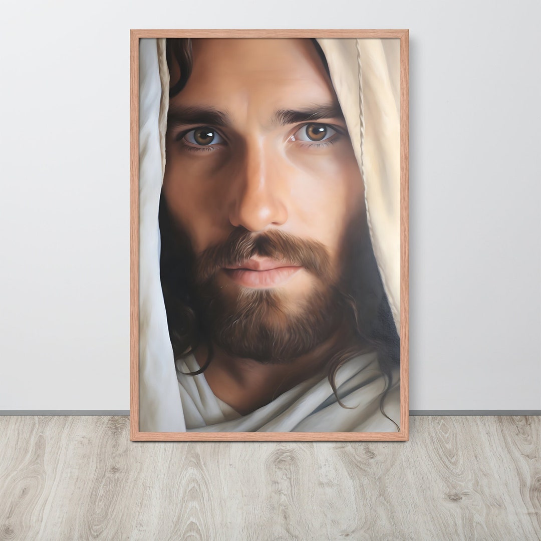 Lifelike Jesus Christ Portrait - Christian Wall Art for Baptism ...