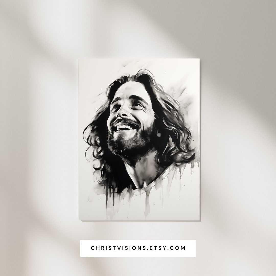 Jesus Smiling Digital Christian Art Print | Printable Jesus Art ...