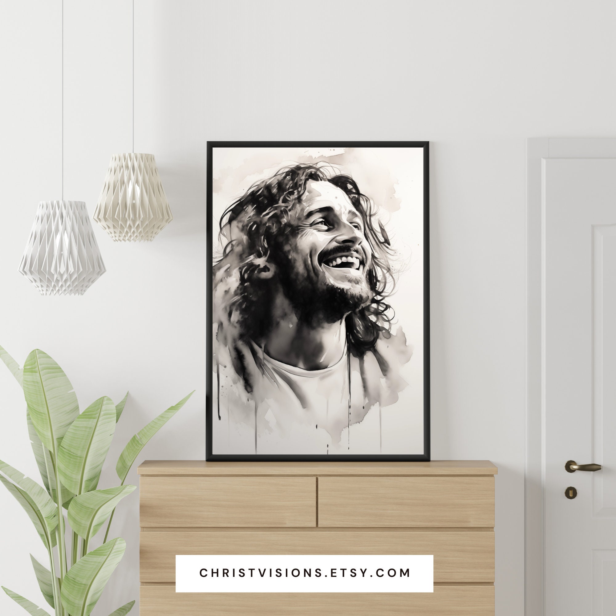 Jesus Christ Laughing Framed Christian Art Print Jesus Art Prints Jesus ...