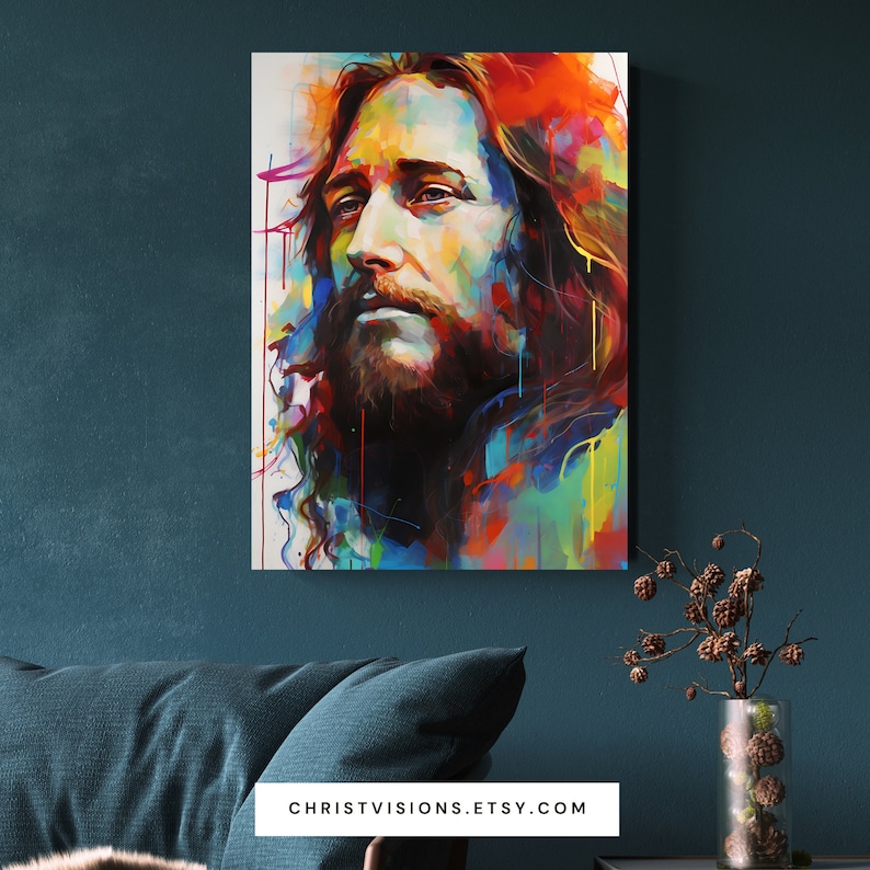 Bunter Jesus Kunstdruck Jesus Christus Kunst Jesus Wandkunst Jesus Poster Christliches Poster ...