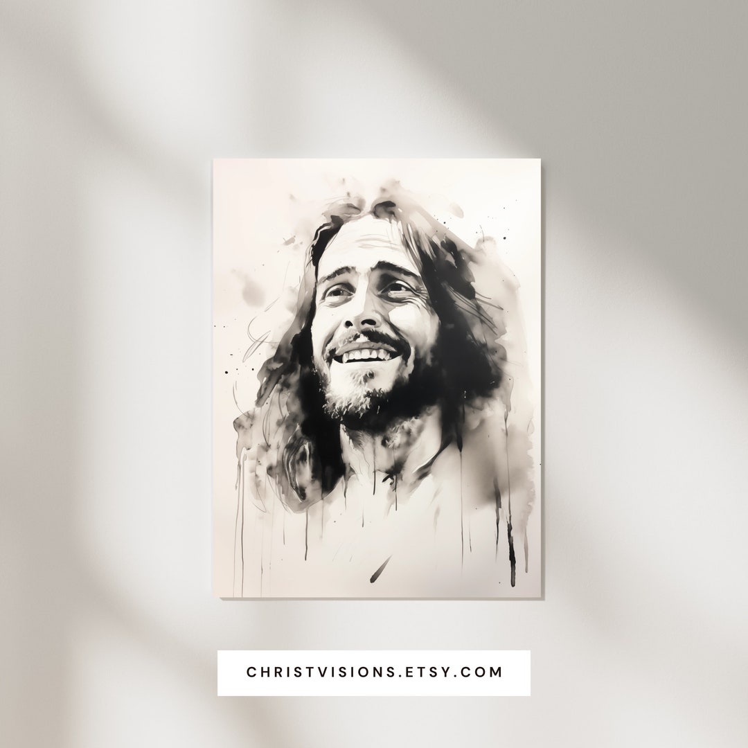 Smiling Jesus Printable Art | Digital Christian Print | Printable Bible ...