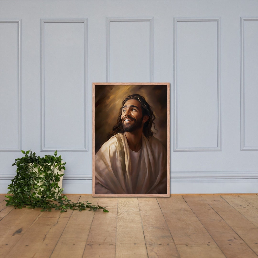 Freudige Jesus Porträt - Christliche Wand Kunst Druck - Lächelnder ...