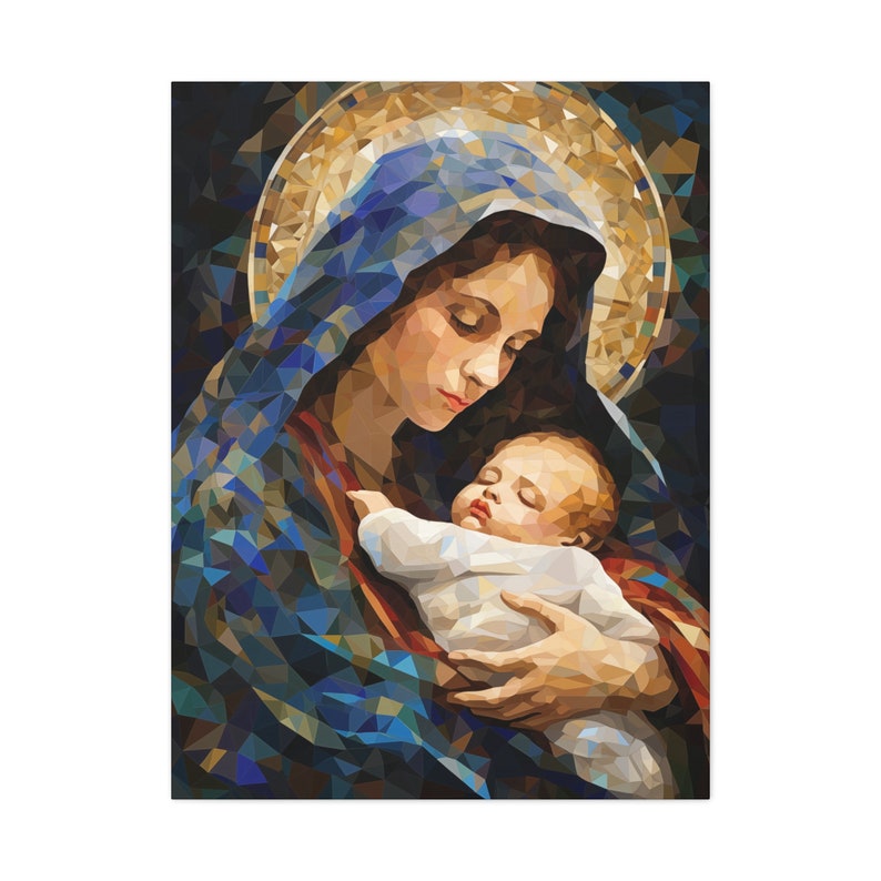 The Blessed Virgin Mary and Baby Jesus Catholic Canvas Art Print ...