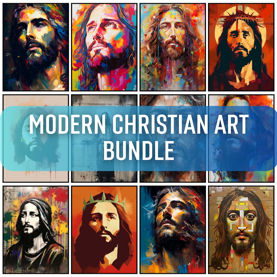 Modern Christian Digital Art Bundle of 12 Colorful Prints Printable ...
