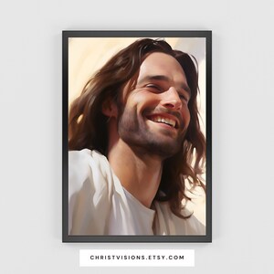 Jesus Christ Poster Print, Christian Art, Smiling Jesus Christ, Gift ...