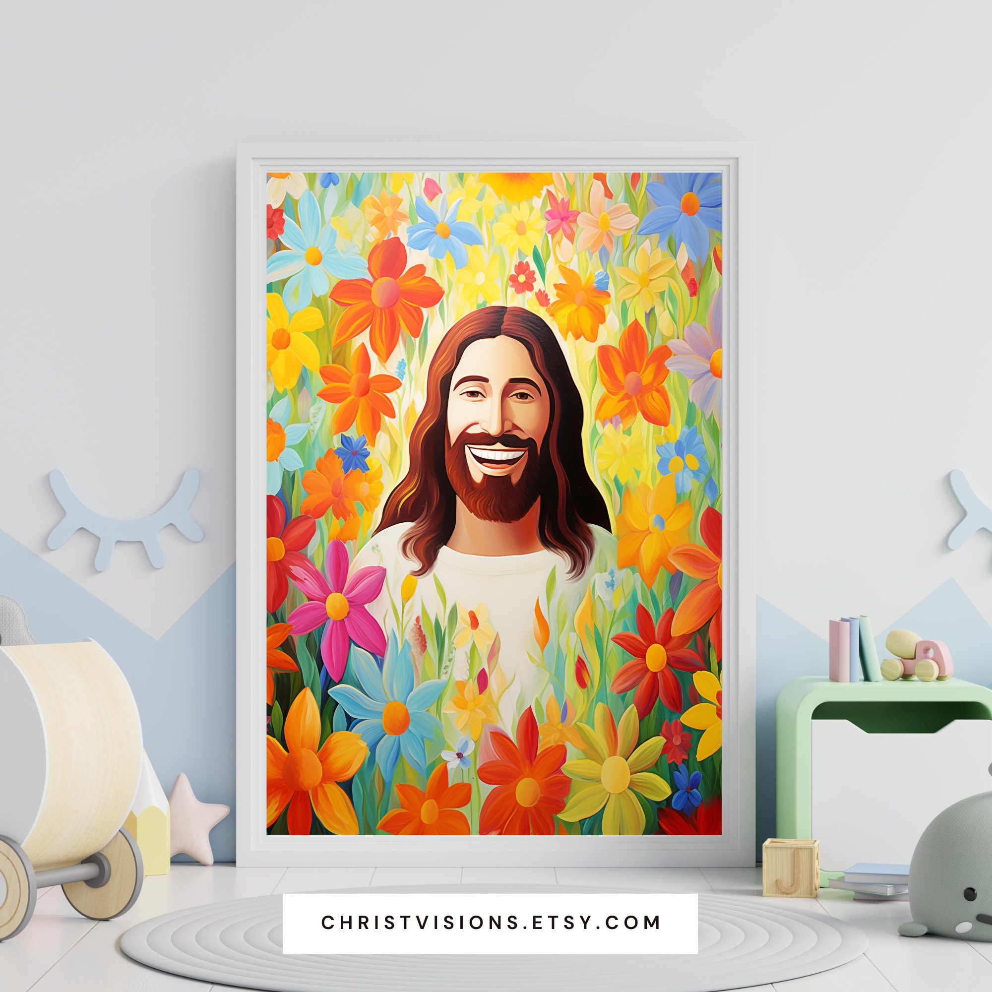 Sunday School Jesus Art Bible Art Christian Poster Christian Kids Room ...