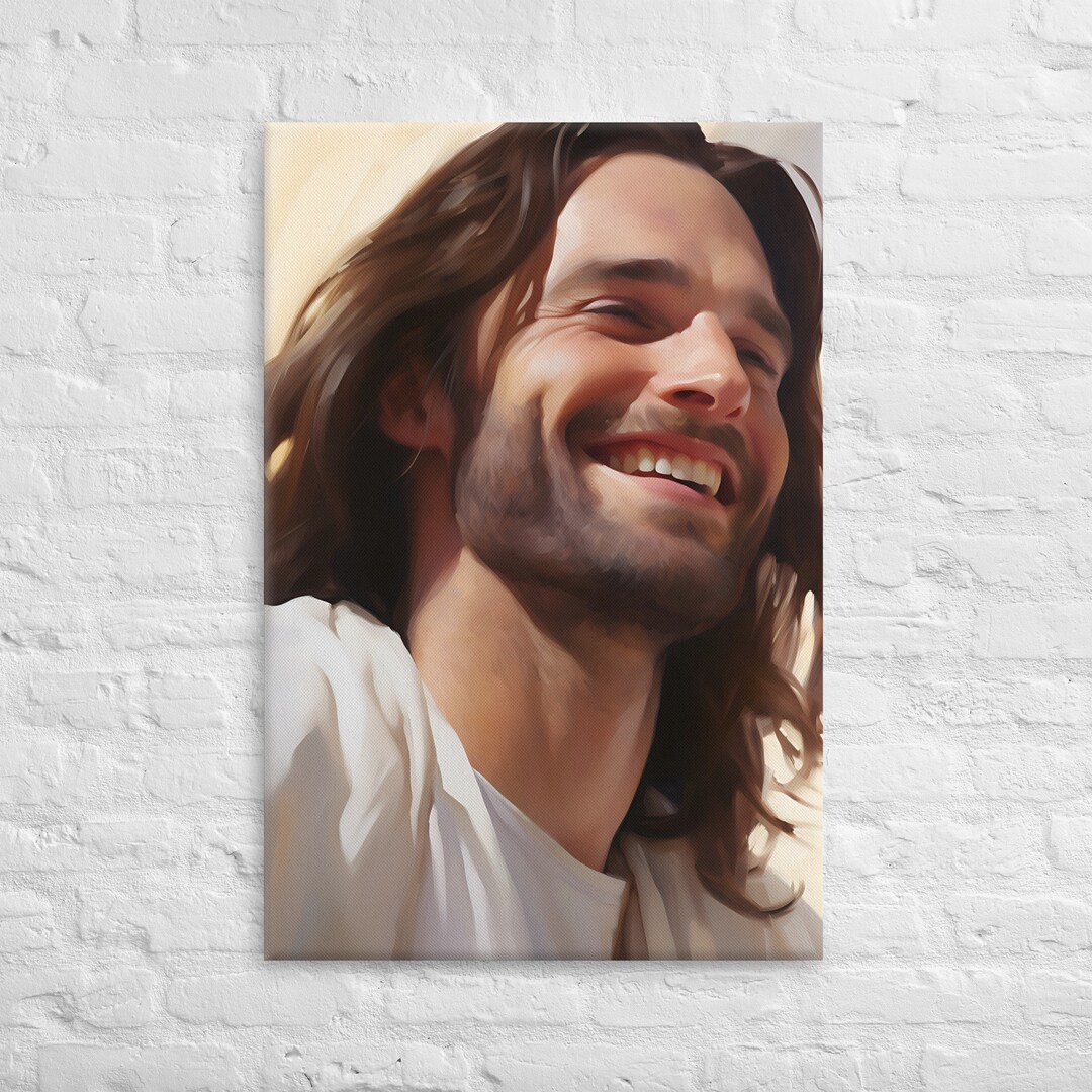 Jesus Christ Smiling Christian Canvas Print for Church Display or ...