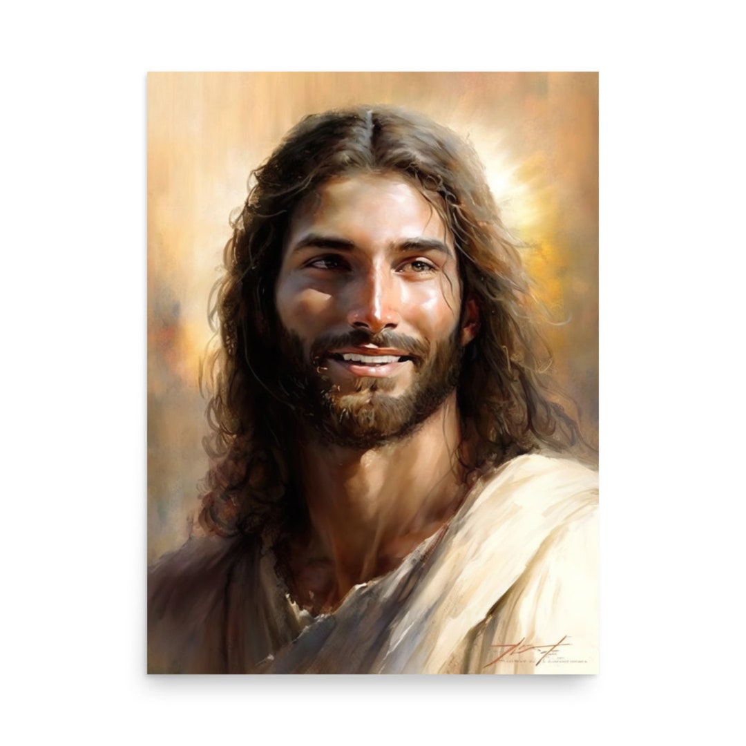 Smiling Jesus Digital Art | Jesus Smiling | Printable Jesus Poster ...