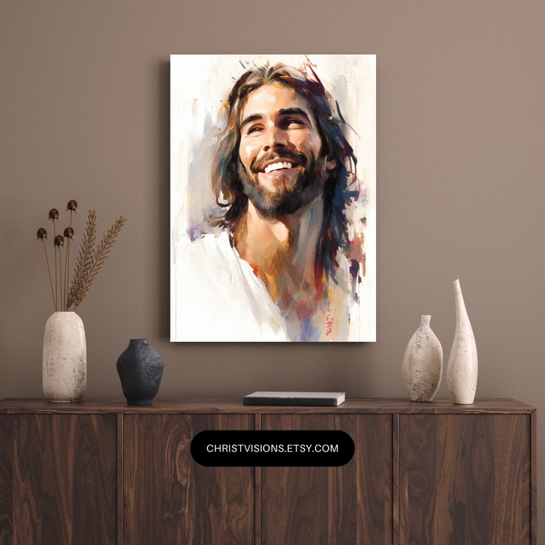 Laughing Jesus Art Print Jesus Watercolor Bible Art Smiling Jesus Jesus ...