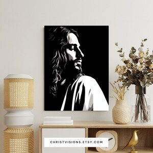 Christian Printable Jesus Poster - High-contrast Bible Art | PNG ...