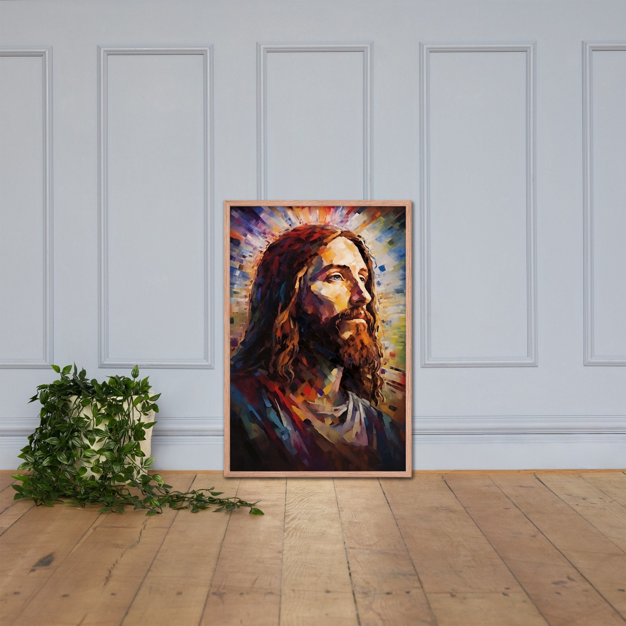 Jesus Christ With Rainbow Aura - Contemporary Christian Wall Art - Etsy