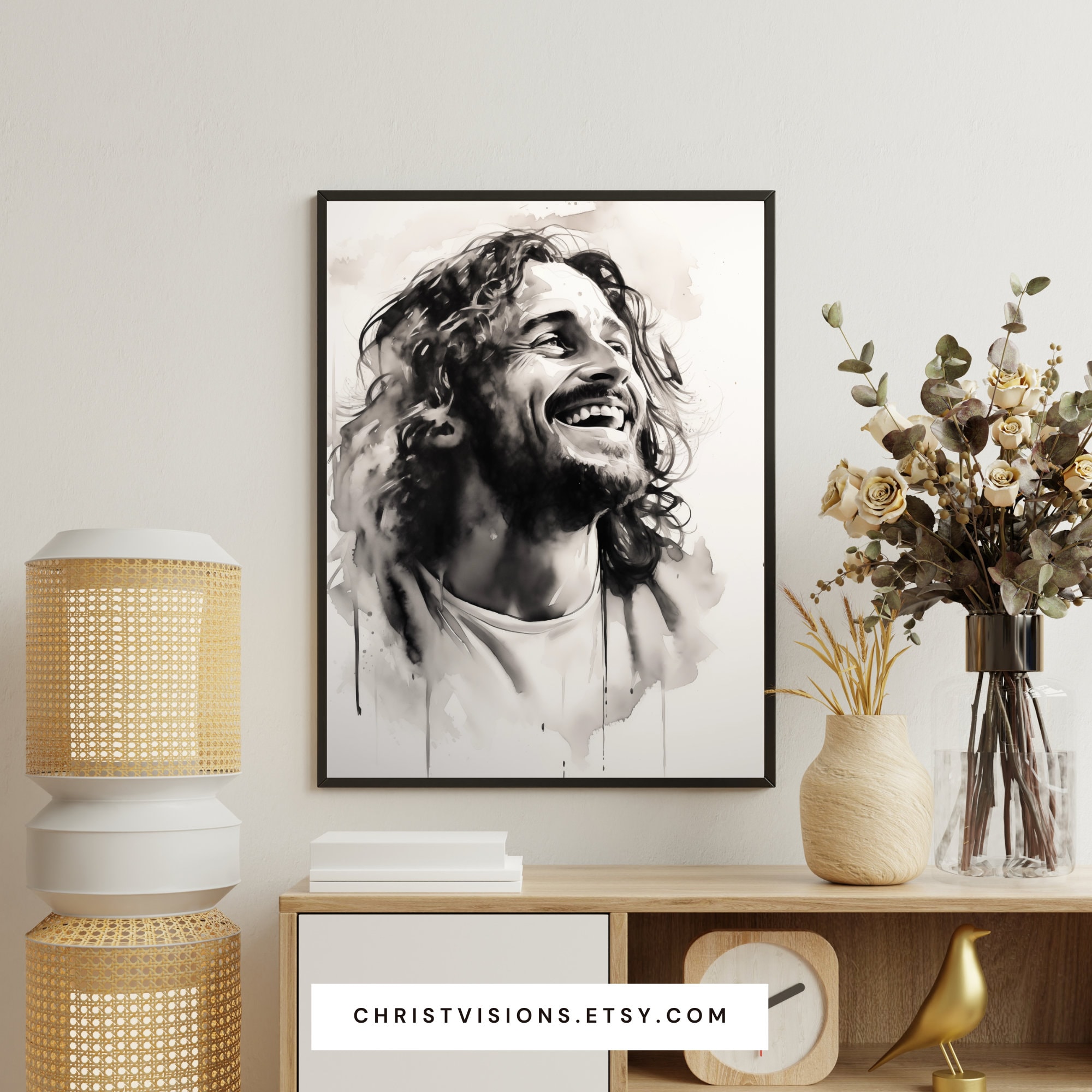 Jesus Christ Laughing Framed Christian Art Print Jesus Art Prints Jesus ...