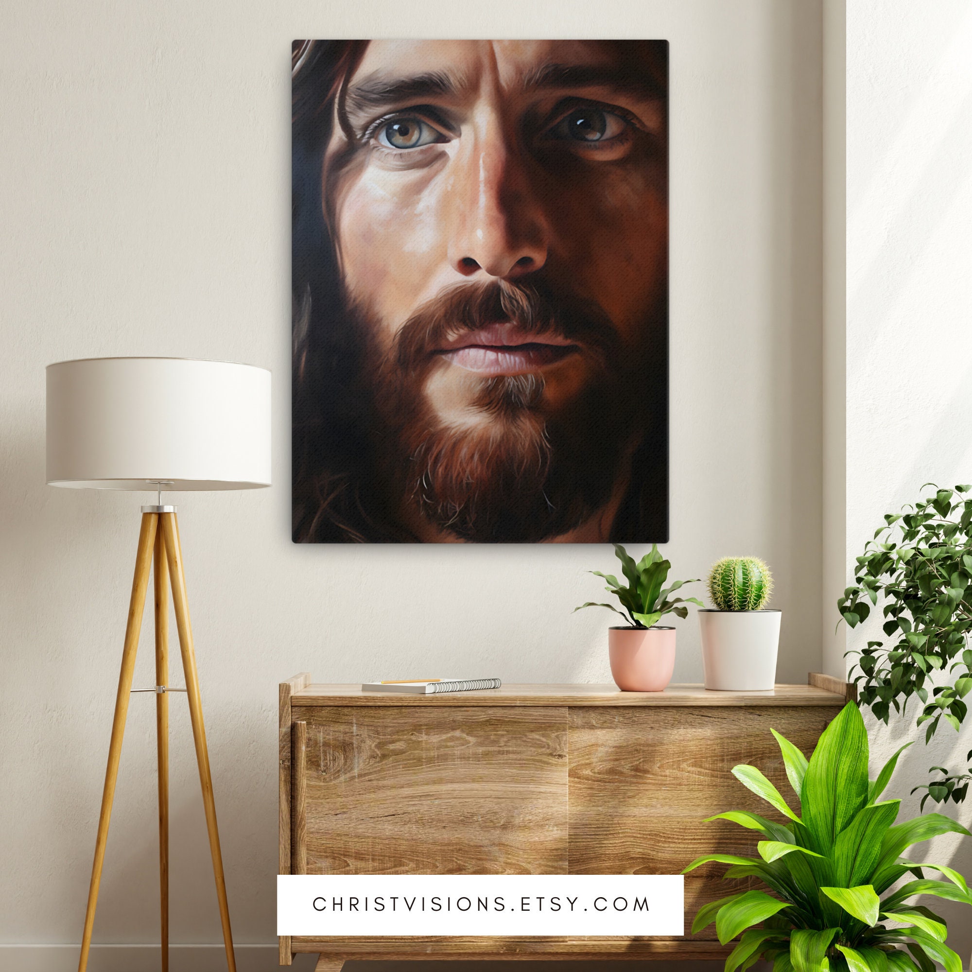Realistic Jesus Christ Portrait Art Print on Canvas - Religious Wall ...