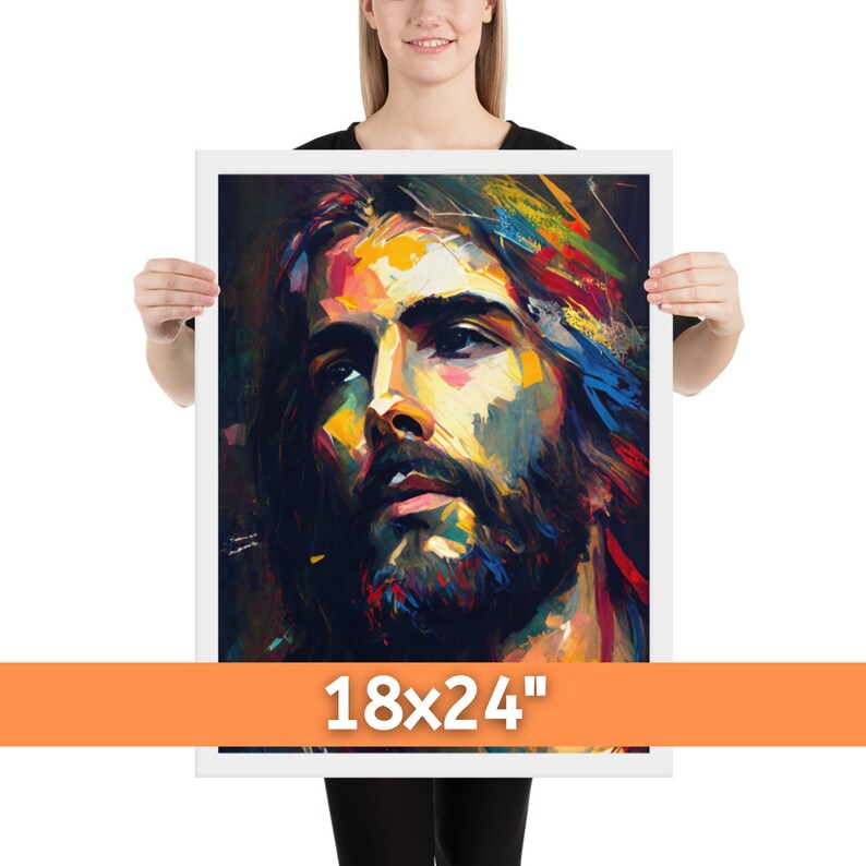 Modern Art Portrait the Savior Jesus in Rainbow Colors - Contemporary ...