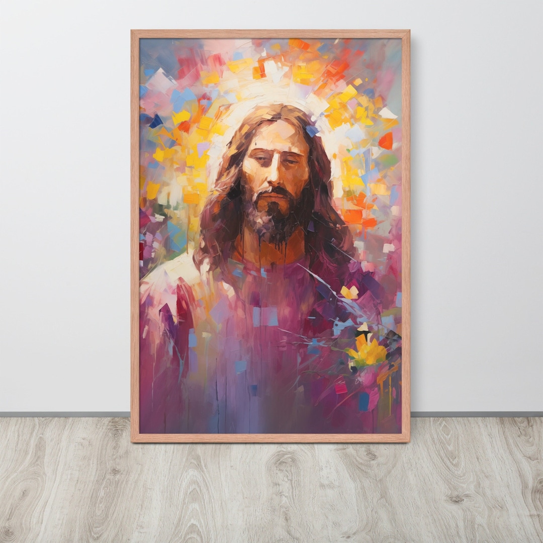 Bright and Colorful Jesus Painting Abstract Christian Art Print ...