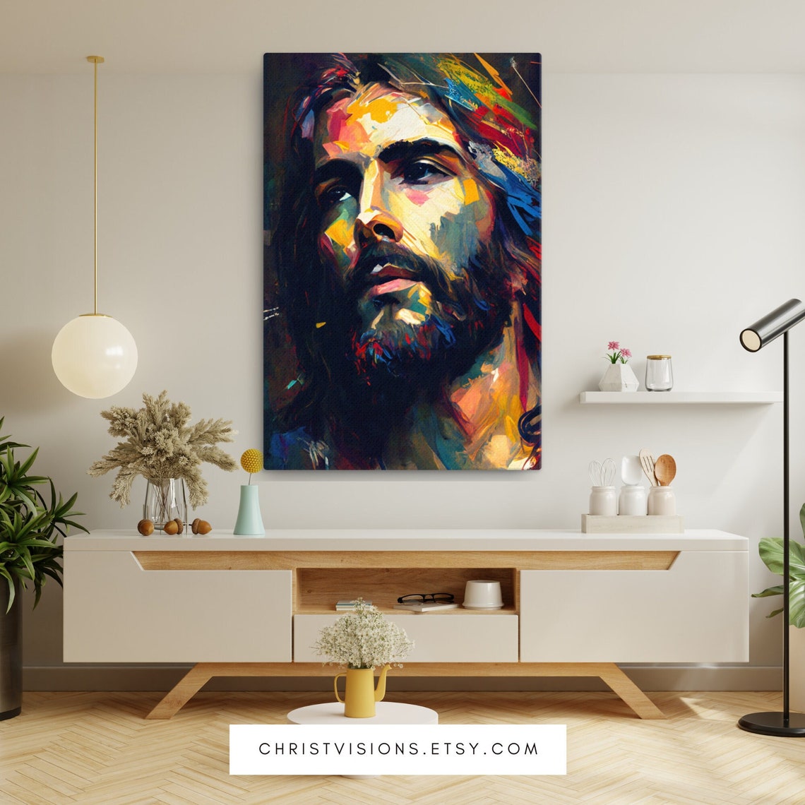 Modern Art Jesus Portrait Christian Canvas Print Jesus Wall Art Jesus Christ Jesus Painting ...