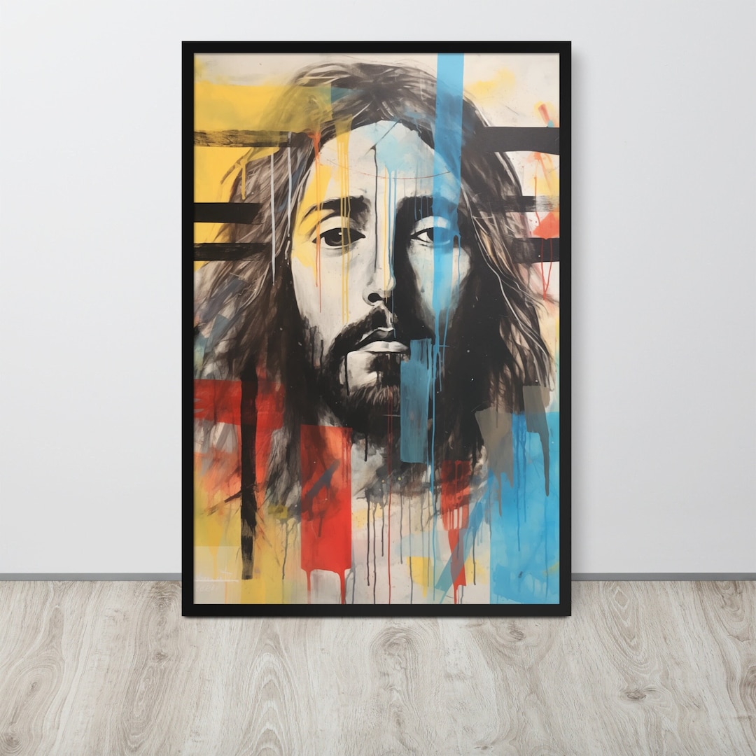 Modern Abstract Jesus Christ Painting Print: Midcentury Style Wall Art ...