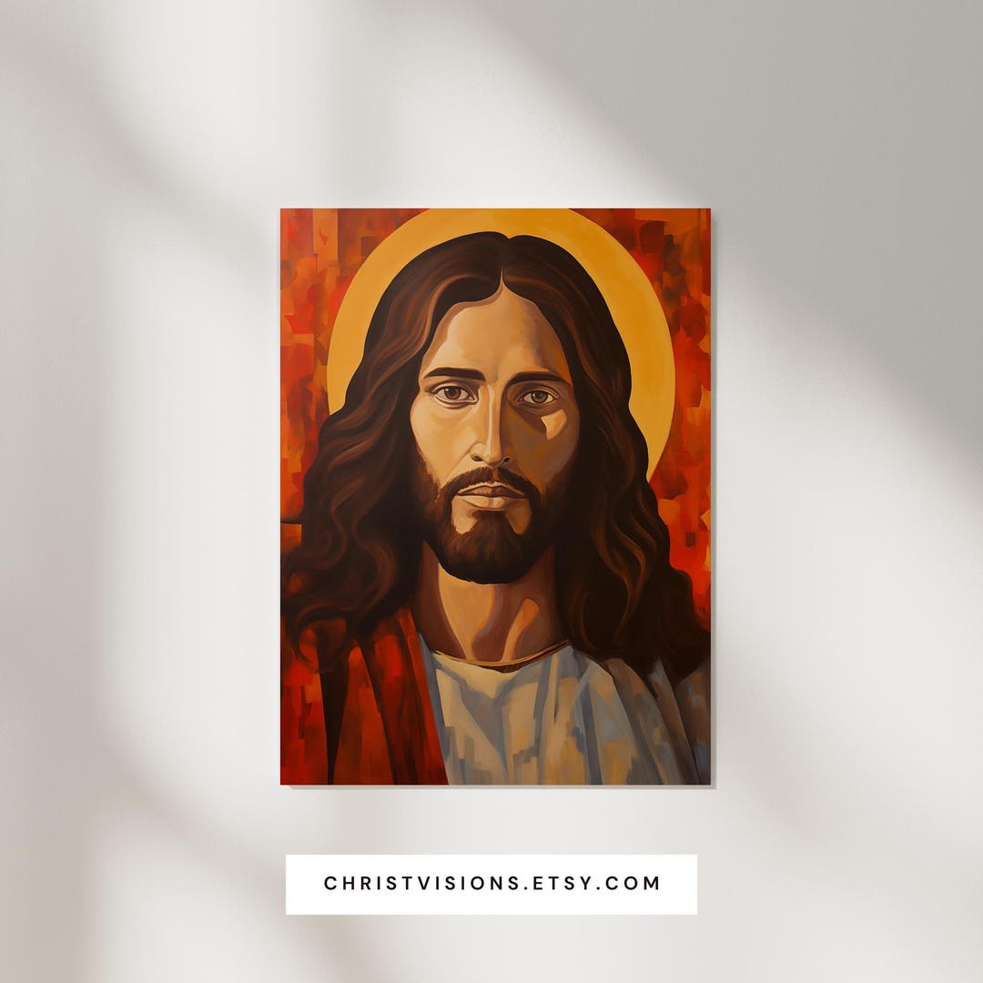 Art Deco Style Jesus Christ With Halo Printable Christian Art for ...