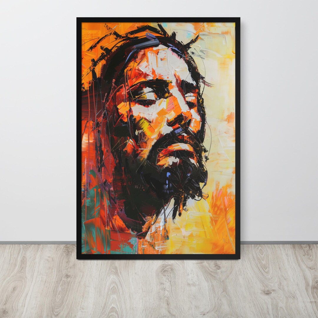 Vibrant Abstract Jesus Christ Art Print - Mid-century Modern Christian ...