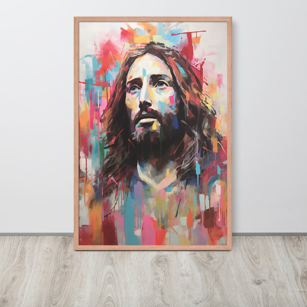 Colorful Impressionist Jesus Portrait Abstract Modern Christian Wall ...