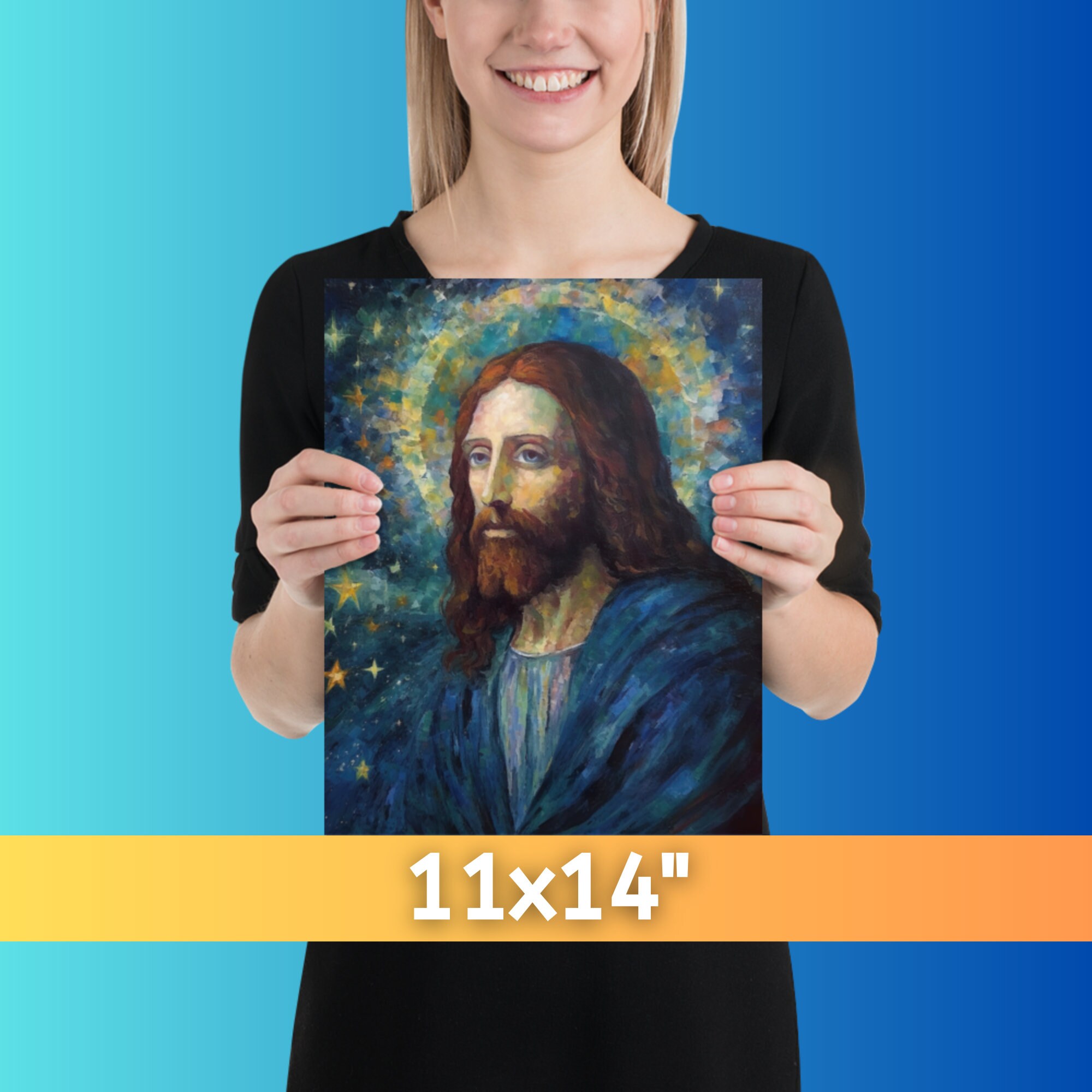 Van Gogh Style Jesus Art Jesus Painting Blue Wall Art - Etsy
