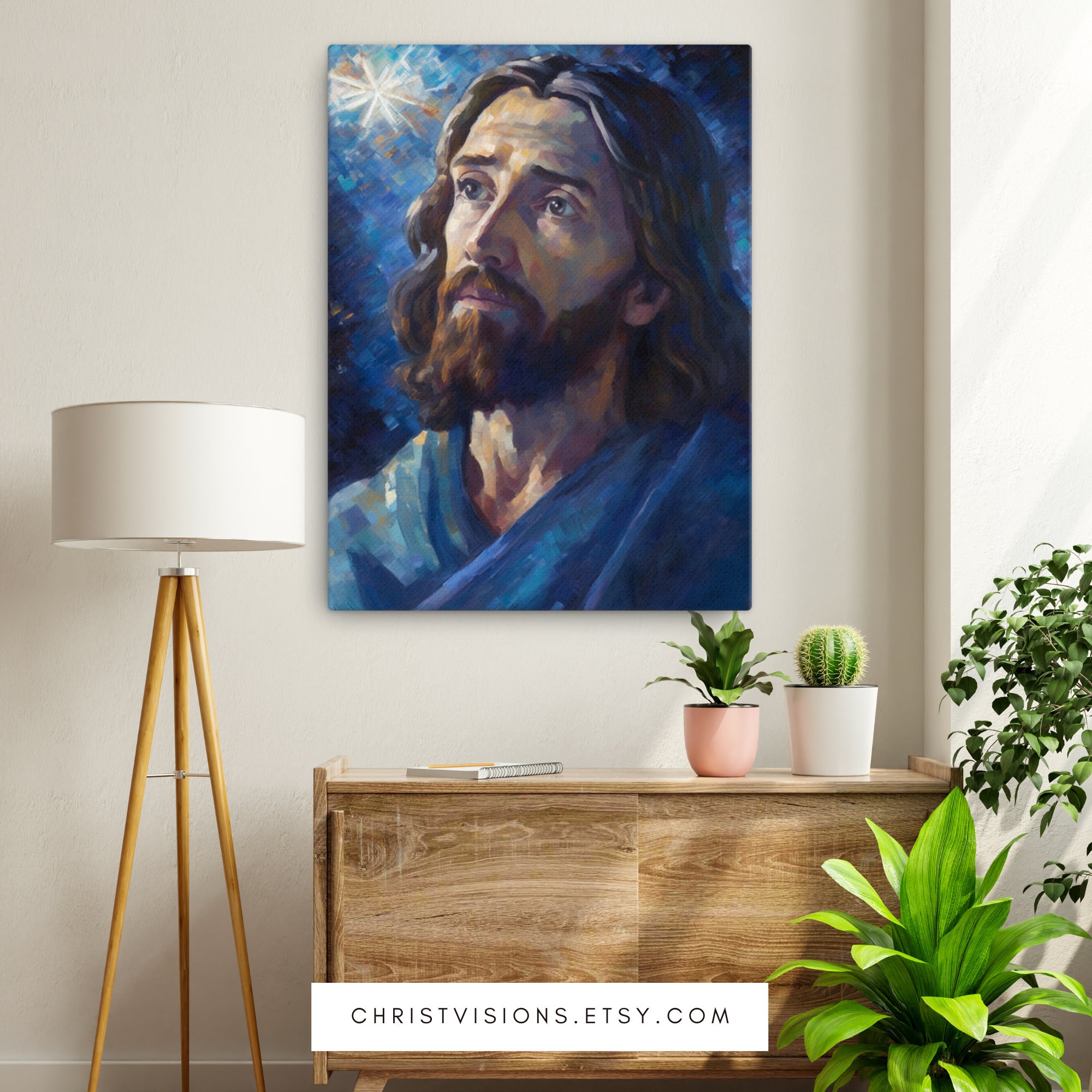Van Gogh Style Jesus Portrait Print on Canvas Jesus Art Jesus Painting ...