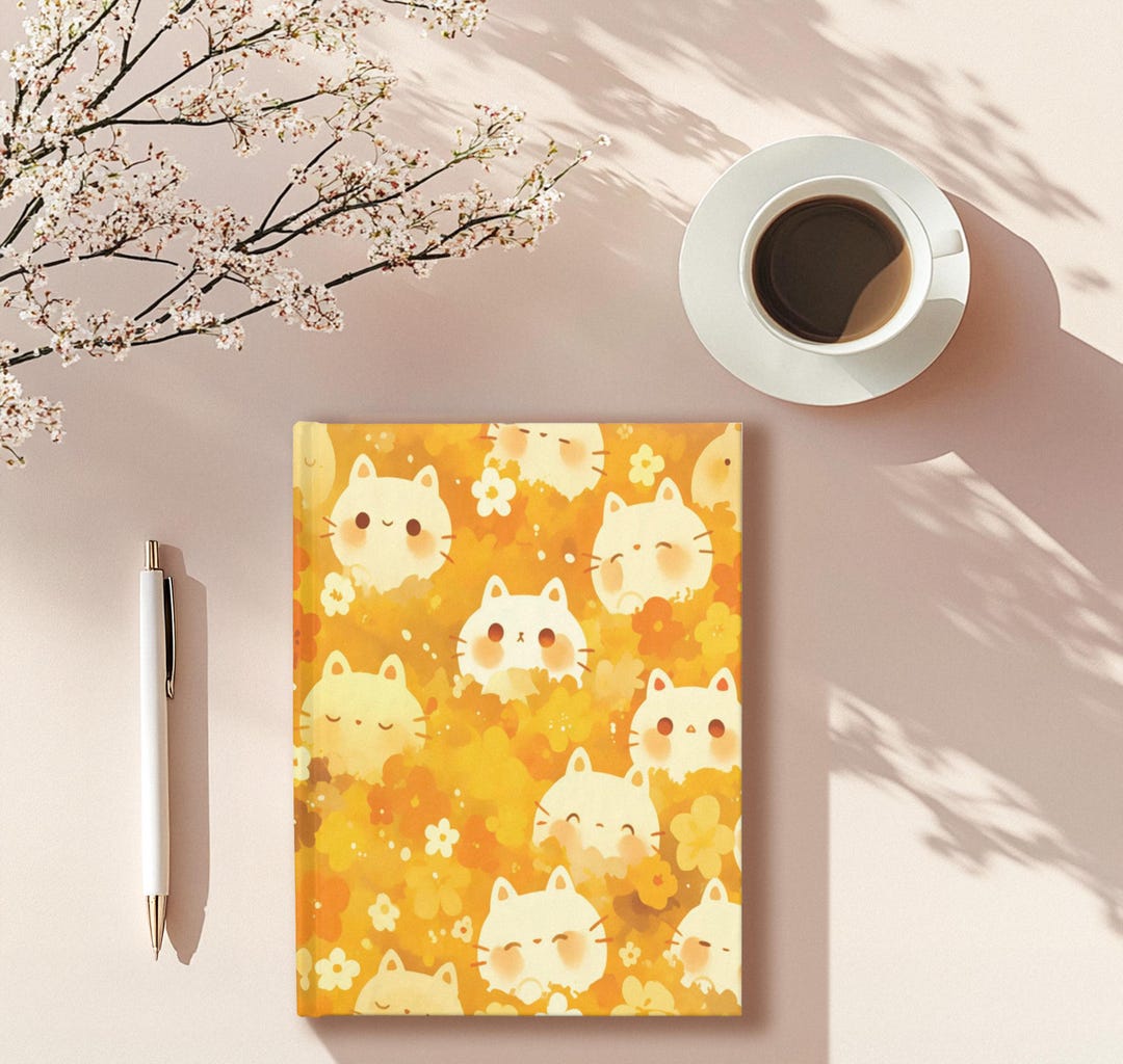 Kawaii Cat Daisy Journal – Hardcover Notebook With Ruled or Blank Pages ...