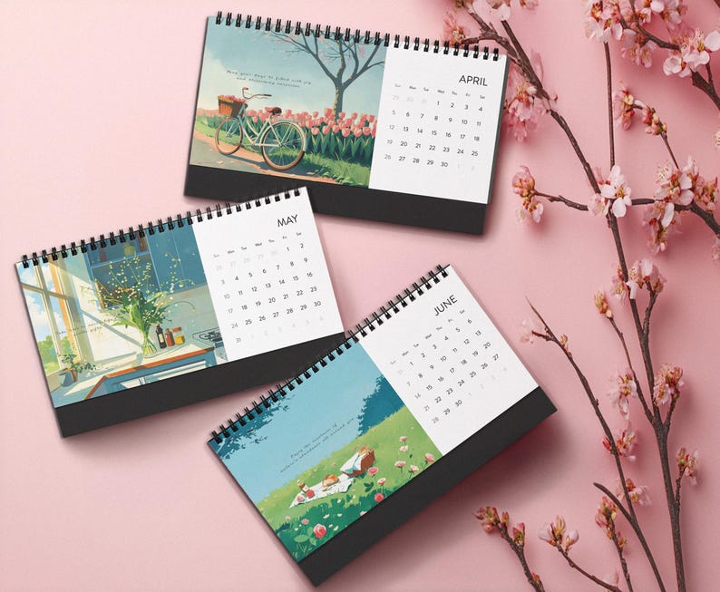 Anime Landscapes Desk Calendar 2026, Cute 2026 Desk Calendar, Kawaii ...