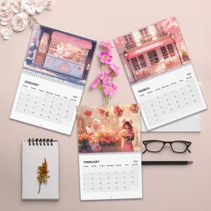 Kawaii Coffee Shops & Flower Boutique Calendar 2025, Kawaii Wall ...