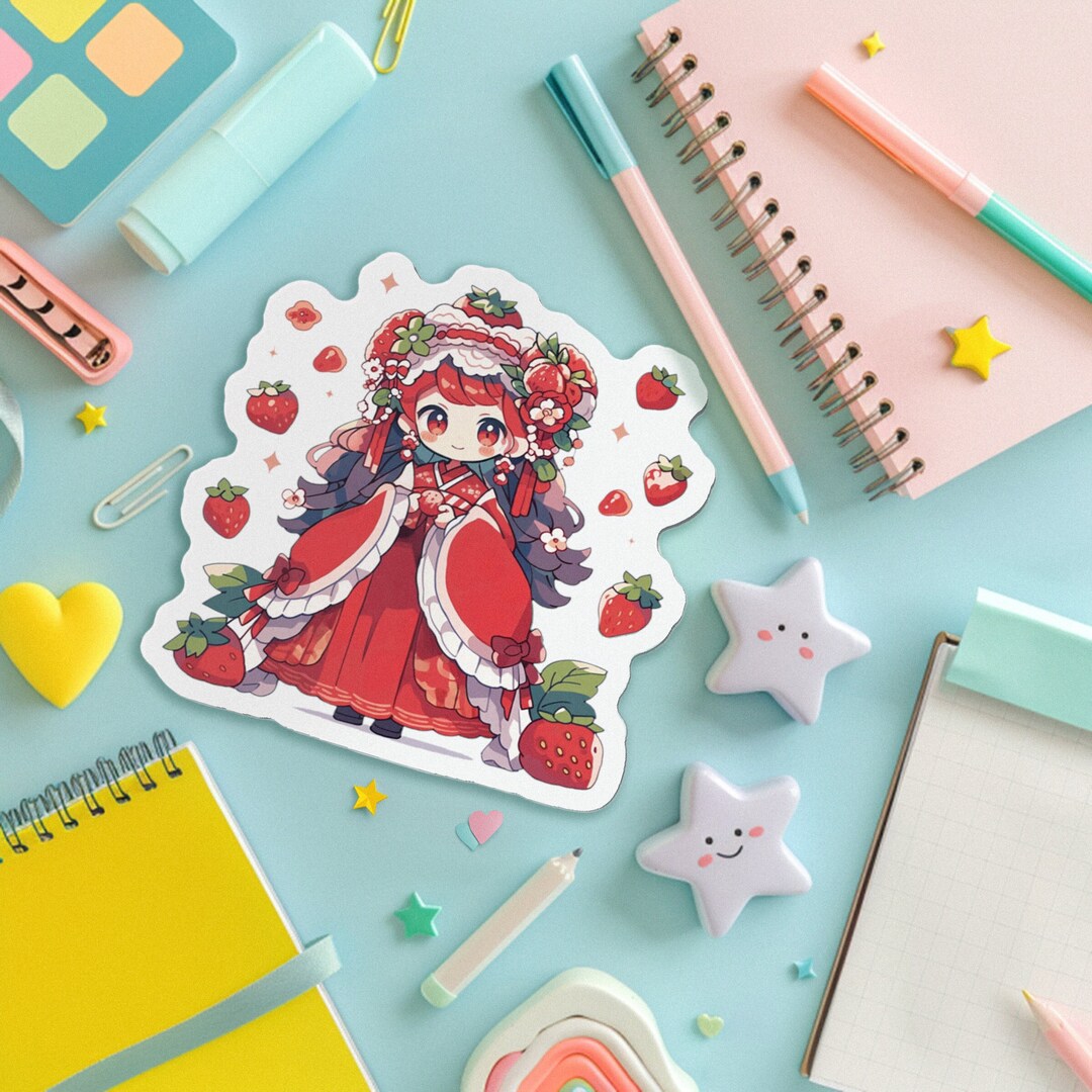 Kawaii Strawberry Princess Magnet, Kawaii Anime Magnet, Cute Anime ...