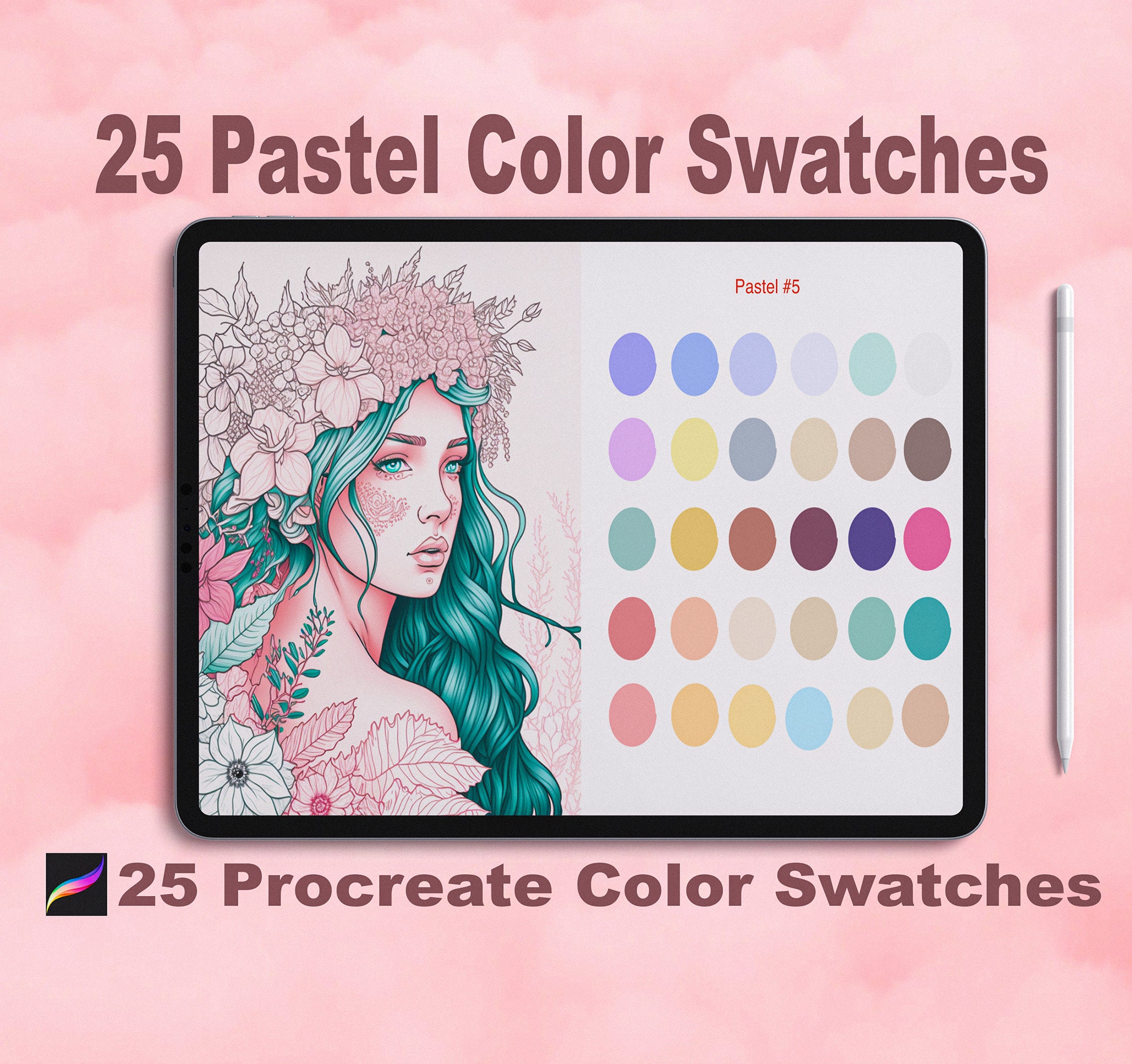 Pastel Color Palette 25 Pastel Procreate Color Swatches 750 Digital Art ...