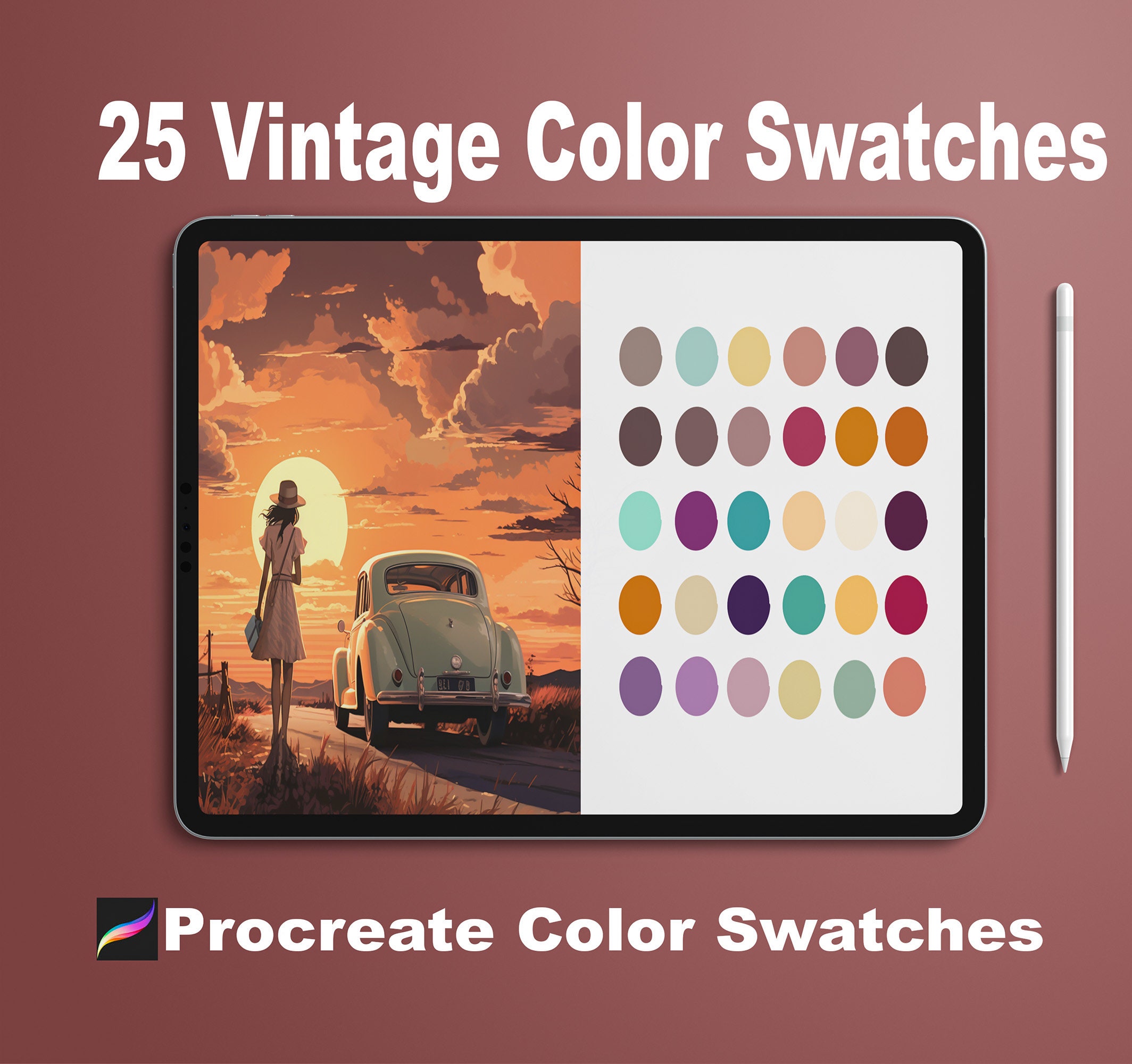 25 Vintage Procreate Color Swatches 750 Vintage Procreate Colors ...