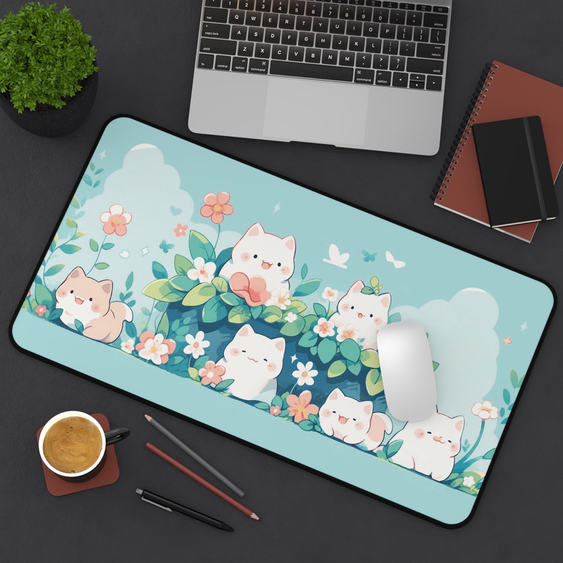 Kawaii Spring Day Desk Mat Desk Mat Cute Pastel Mouse Pad Pastel Desk ...