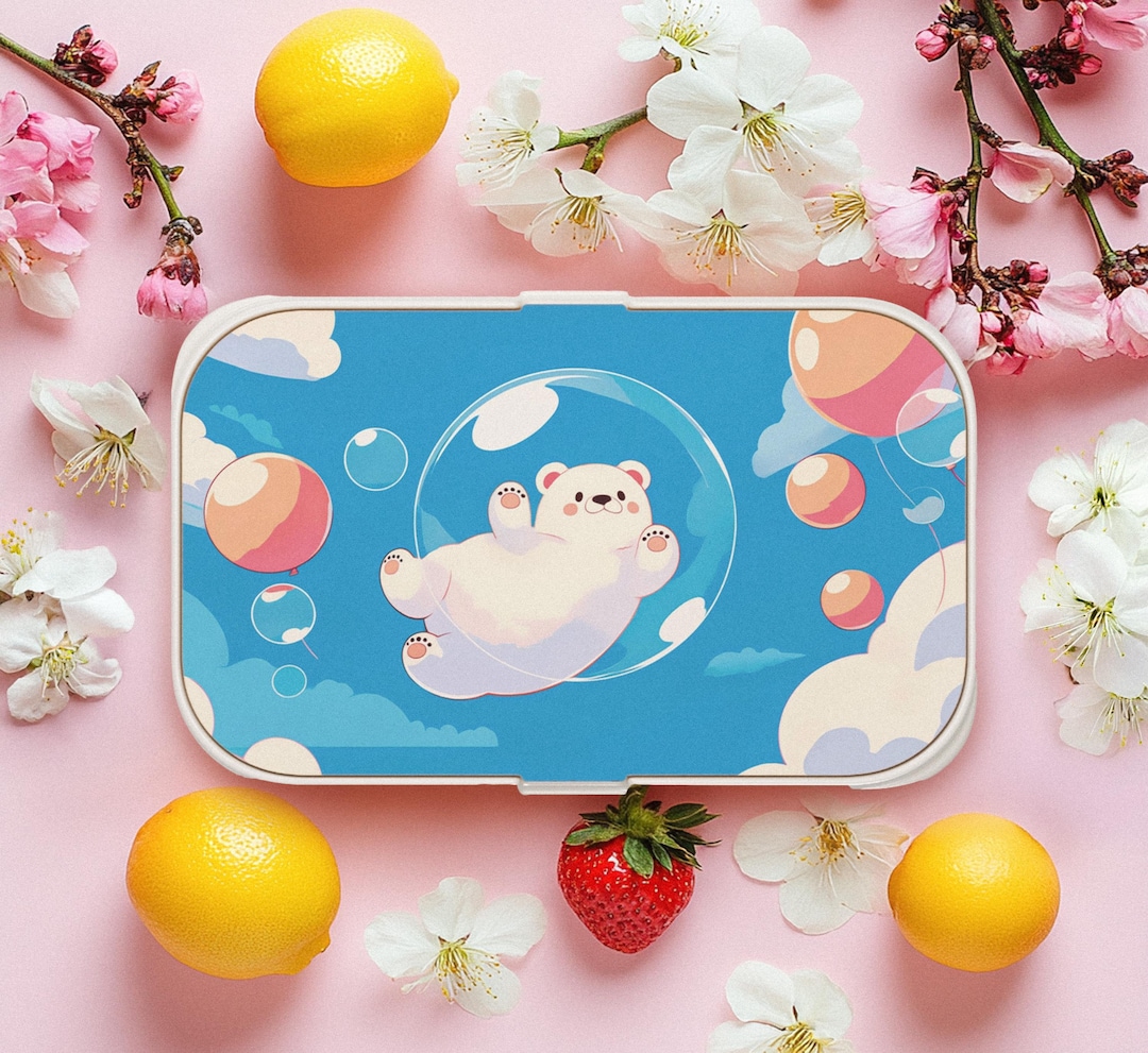 Kawaii Bear Bento Box, Cute Bear Lunchbox With Bubbles & Clouds, Bpa ...