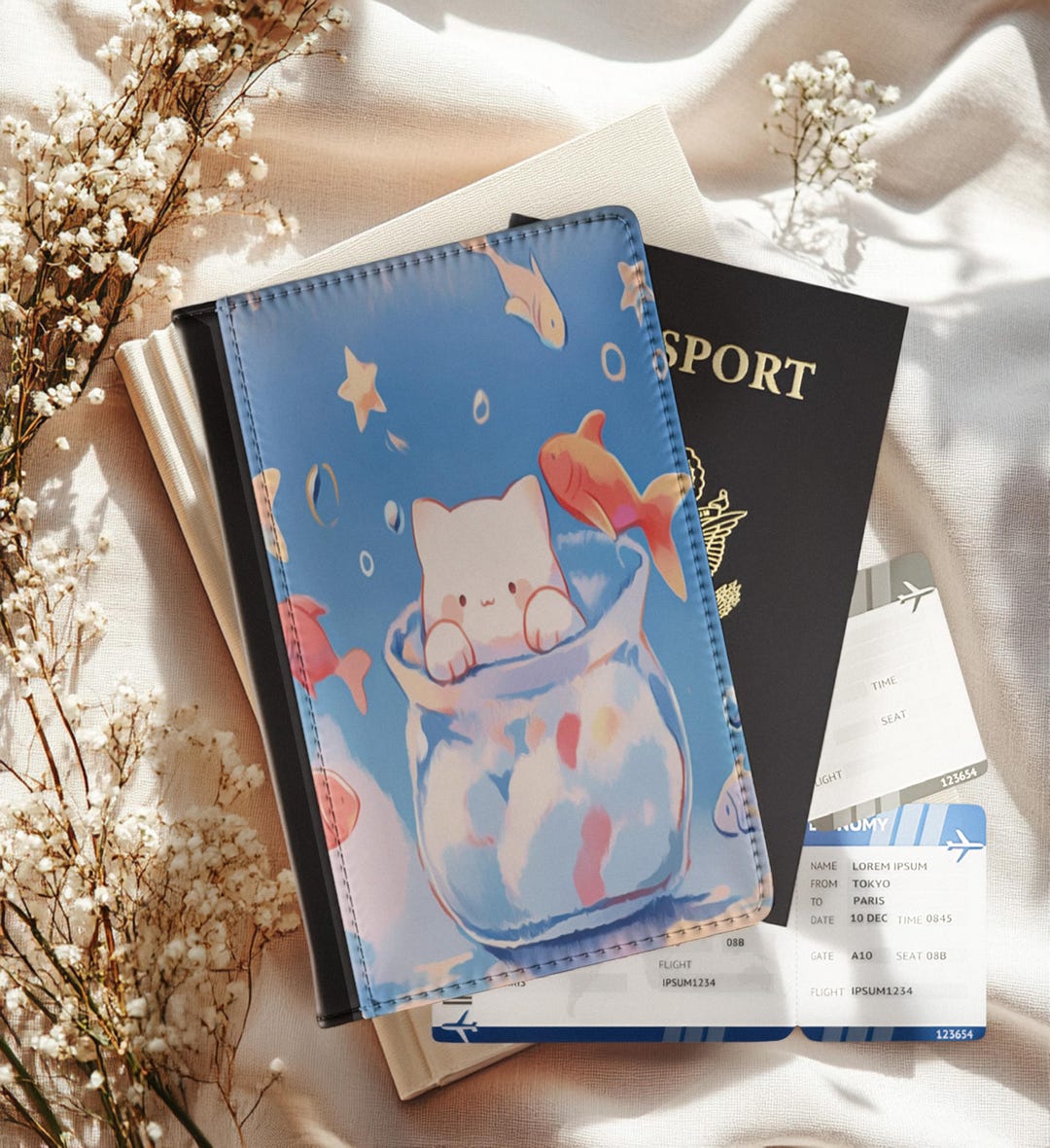 Kawaii Cat Passport Cover, Cute Passport Holder With RFID Blocking ...