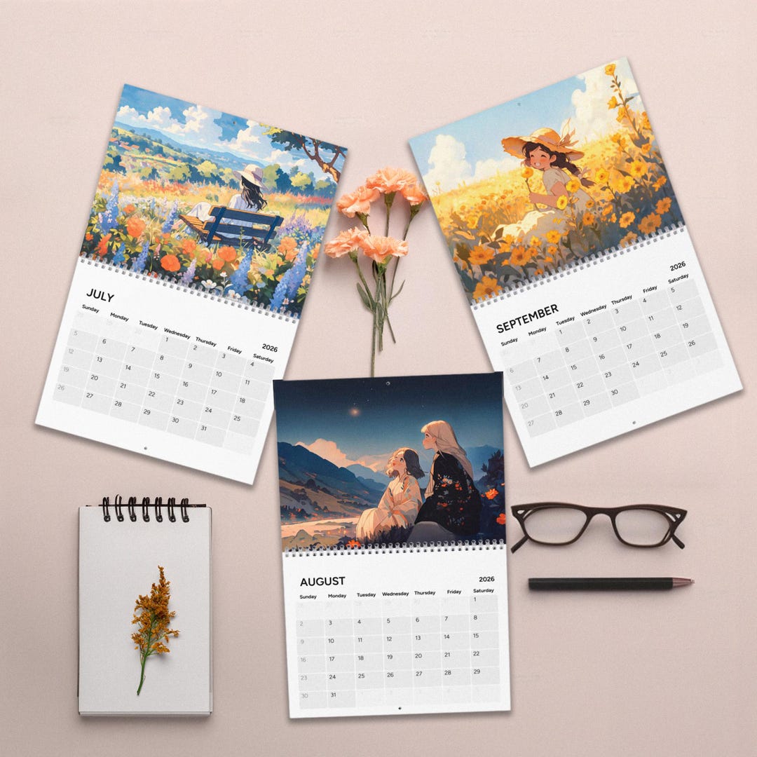 Kawaii Nature Scenes Wall Calendar 2026, Kawaii Calendar 2026, Cute ...