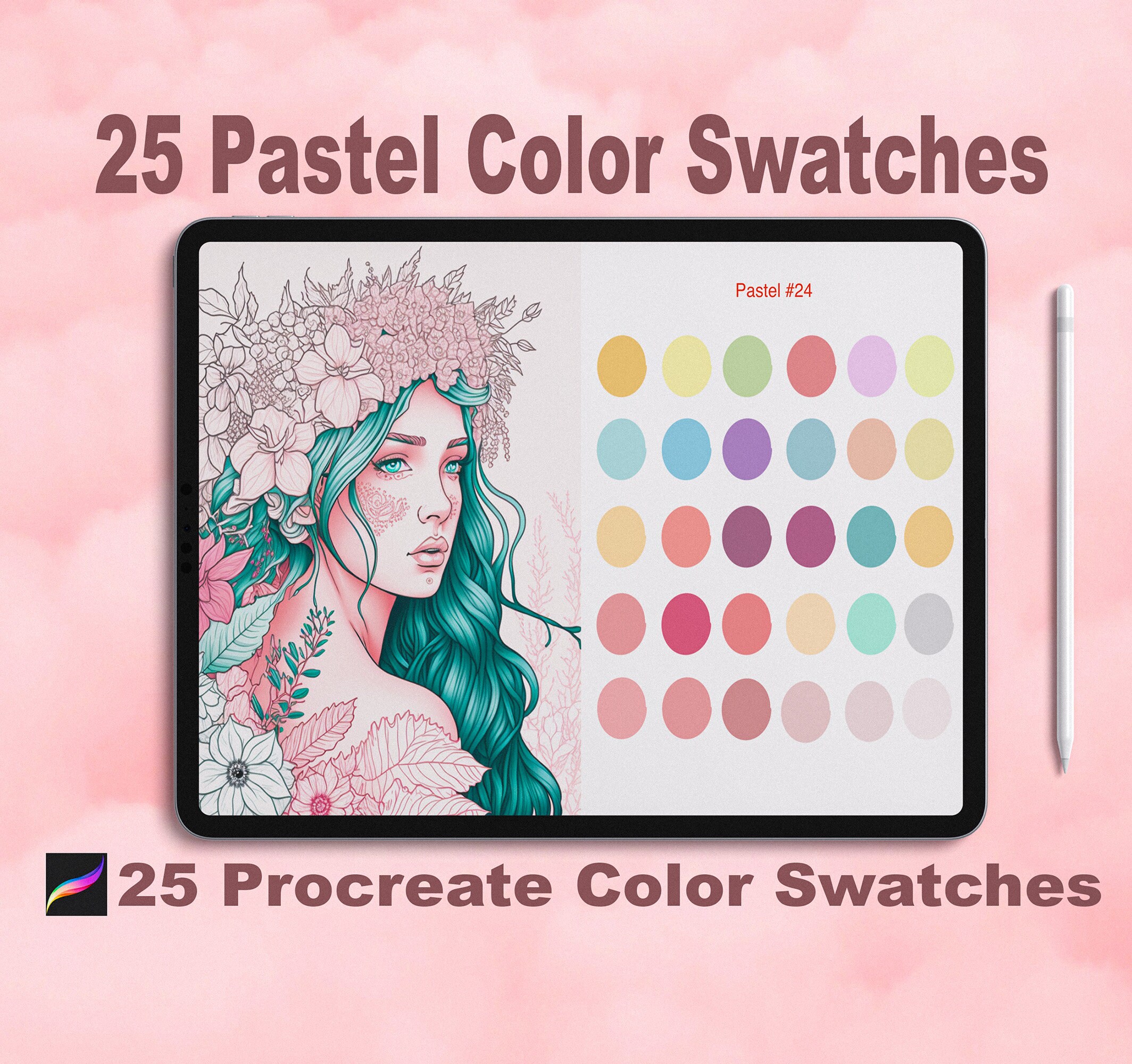 Pastel Color Palette 25 Pastel Procreate Color Swatches 750 Digital Art ...