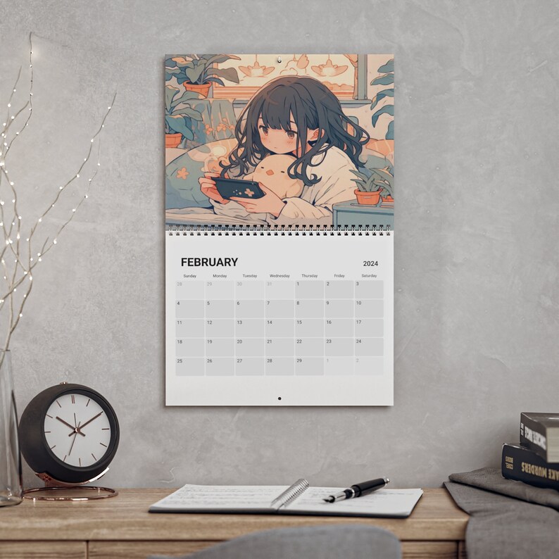 Kawaii Anime Girl Living Alone Calendar 2024 Kawaii Calendar 2024 Cute ...