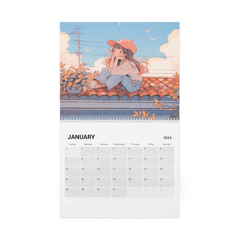 Kawaii Anime Girl Living Alone Calendar 2024 Kawaii Calendar 2024 Cute ...