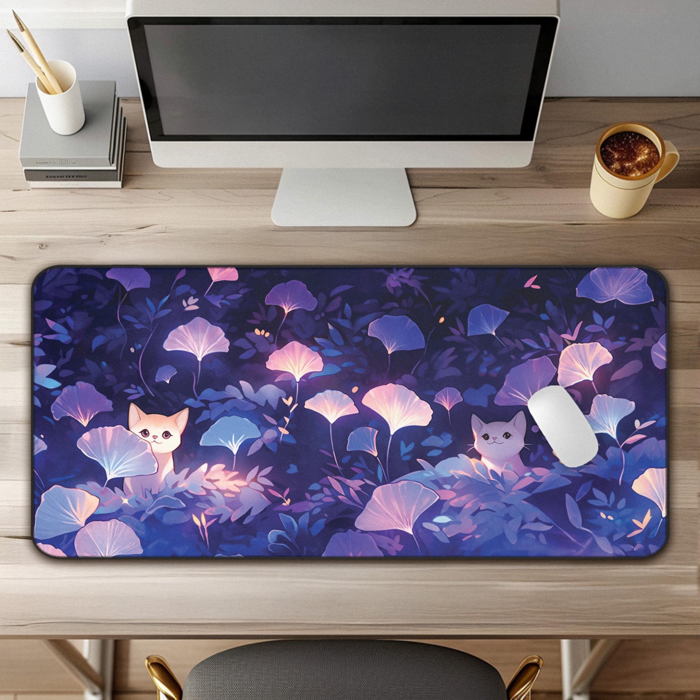Kawaii Glowing Purple Dream Desk Mat - Cute Large Mouse Pad, Purple ...