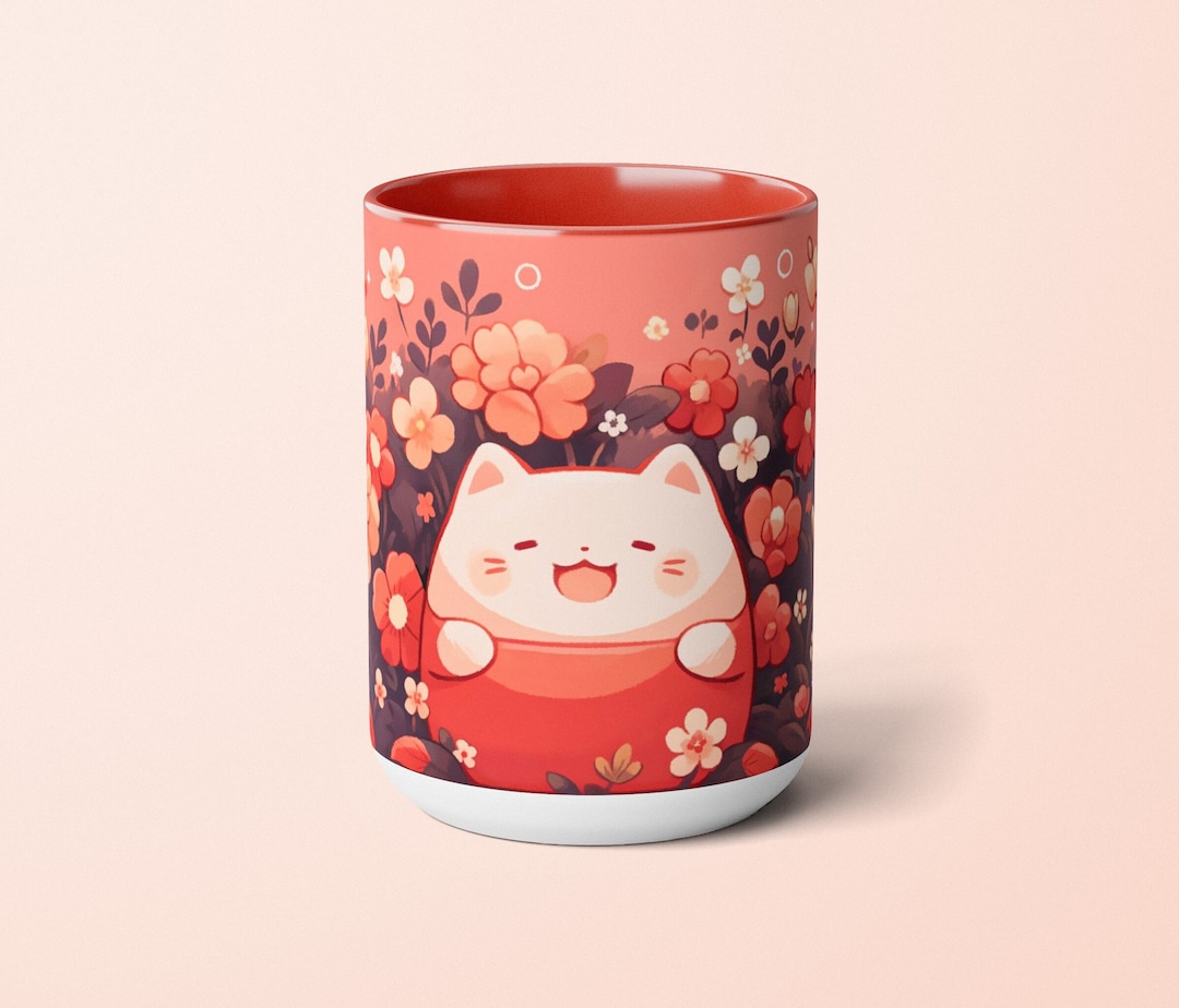 Kawaii Lucky Cat Mug, Cute Mug Aesthetic, Cute Kawaii Mug, Kawaii Cat ...