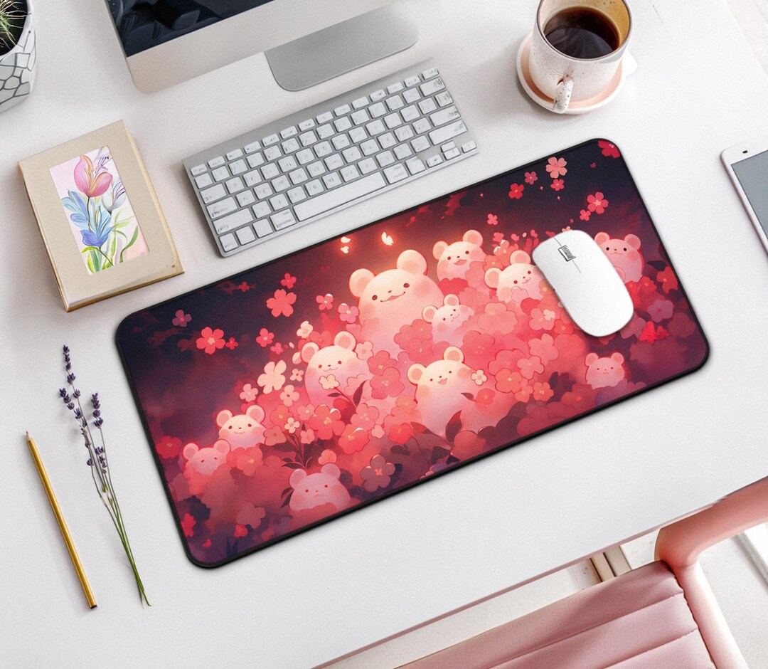 Kawaii Red Desk Mat, Cute Large Mouse Pad, Desk Mat Cute, Kawaii Gaming ...